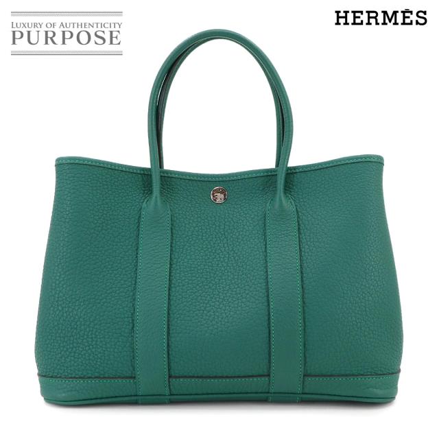 新品同様 エルメス バッグ ガーデンパーティ 30 TPM トート バッグ ネゴンダ マラカイト □Q刻印 レディース 90302043 【中古】ブランド