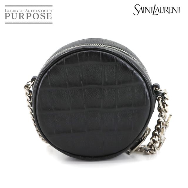 新品同様 サンローラン バッグ ラウンド ショルダー バッグ 型押し レザー ブラック 357400 レディース 90302930 【中古】ブランド
