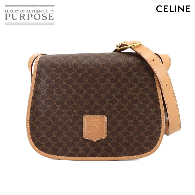 美品 セリーヌ バッグ マカダム ショルダー バッグ PVC レザー ブラウン ゴールド 金具 レディース 90303219 【中古】ブランド