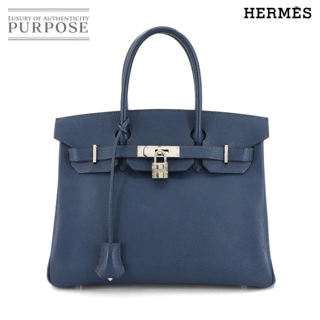 美品 エルメス バッグ バーキン30 エプソン ブルー ハンド バッグ □L刻印 レディース 90304557 【中古】ブランド