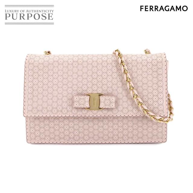 新品同様 サルヴァトーレ フェラガモ バッグ ジニー ヴァラ リボン チェーン ショルダー バッグ レディース 90305401 【中古】ブランド