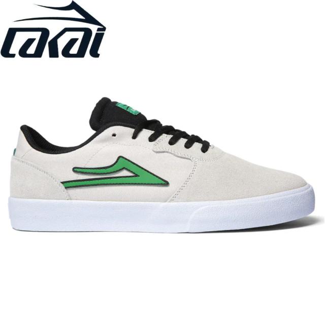 LAKAI LIMITED FOOTWEAR ラカイ スケート シューズ CARDIFF SUEDE ホワイト/グリーン NO85