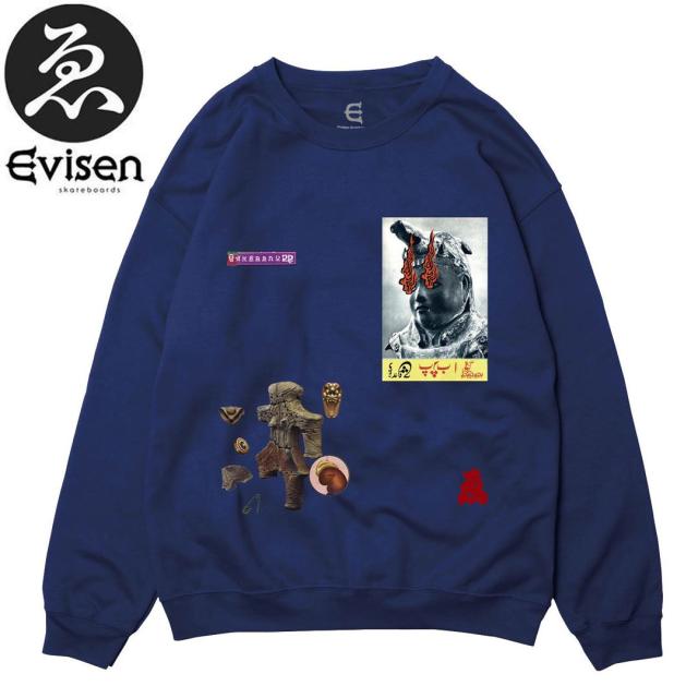 EVISEN エビセン スケボー スウェット GOBUJYOU CREW NECK FLEECE ネイビー NO5