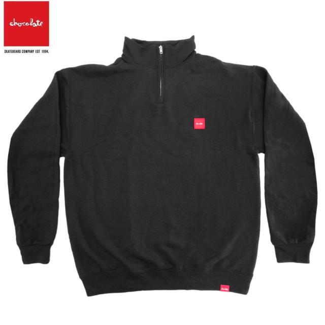 チョコレート CHOCOLATE スケボー パーカー OG SQUARE 1/4 ZIP PULLOVER ブラック NO41