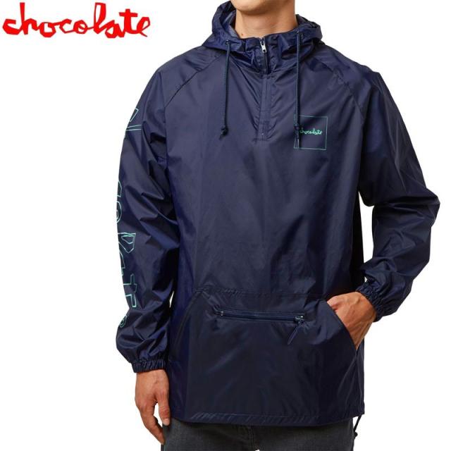 チョコレート CHOCOLATE スケボー ジャケット OUTLIER ANORAK フード付き ハーフジップ アノラック ネイビー NO3