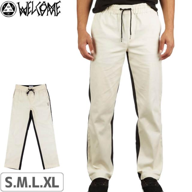 WELCOME ウェルカム スケートボード チノ パンツ Dark Wave Split-Color Elastic Pants ブラック×ボーン NO2