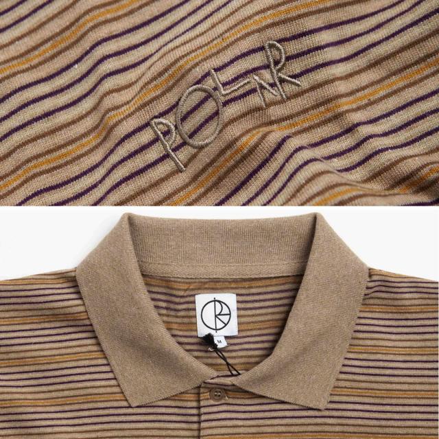POLAR ポーラー スケボー ポロシャツ STRIPE POLO SHIRT キャメル