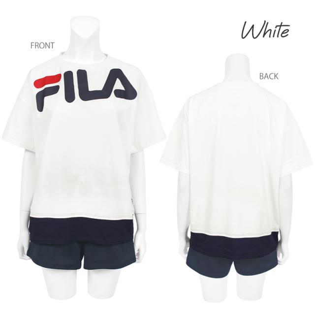 FILA フィラ 4点セット 水着 フィットネス レディース 半袖 フィットネス水着 マルチウェア 体型カバー 《レビュー記入で送料無料》UVカット LL 2L L M ぽっちゃり 20代 30代 40代 50代 60代 ママ ミセス シンプル 324601