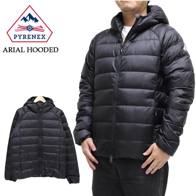 ピレネックス メンズ アリアル フーデッド ダウン パーカー ジャケット ブラック PYRENEX ARIAL HOODED BLACK HMY026