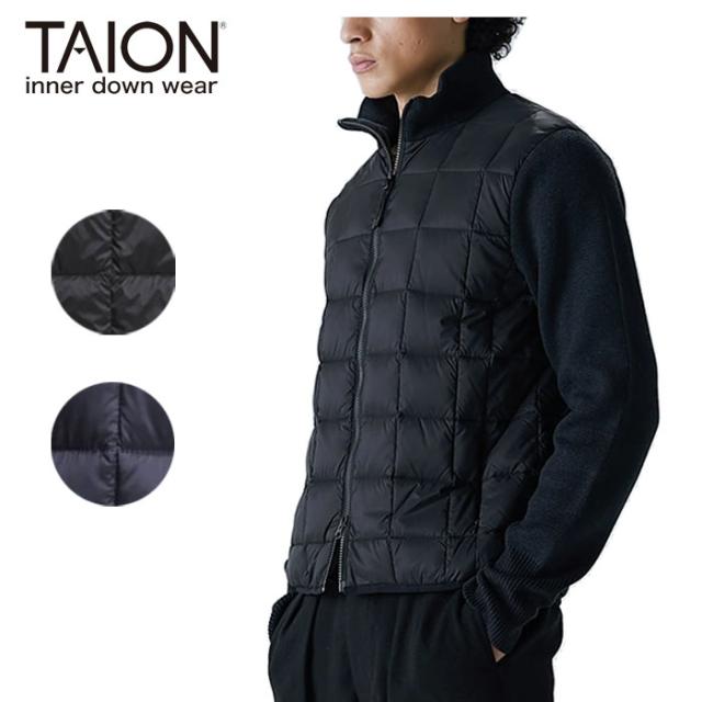 タイオン TAION ダウン ジャケット ベーシック ハイネック Wジップ スリーブニット メンズ レディース ユニセックス 軽量 防寒 TAION-102WZSN