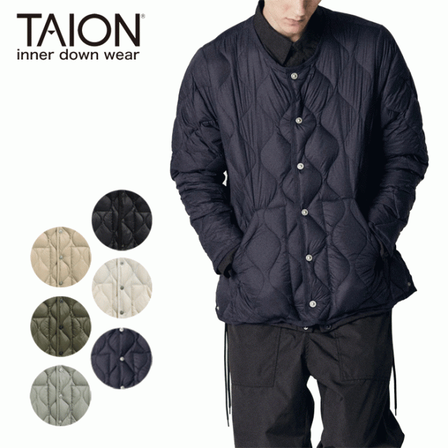 タイオン TAION ダウン ジャケット ミリタリー クルーネック ダウンジャケット ソフトシェル メンズ レディース ユニセックス TAION-104ALSBML-1