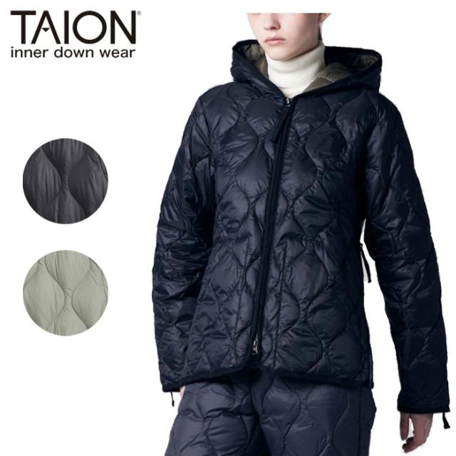 タイオン TAION ダウン ジャケット ミリタリー フーディー Wジップ ダウンジャケット ソフトシェル メンズ レディース ユニセックス 軽量 防寒 TAION-106ALSZML-1