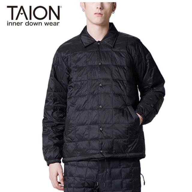 タイオン TAION インナーダウン ダウンジャケット ベーシック ダウンコーチジャケット ブラック メンズ レディース ユニセックス 軽量 防寒 TAION-109CHJ