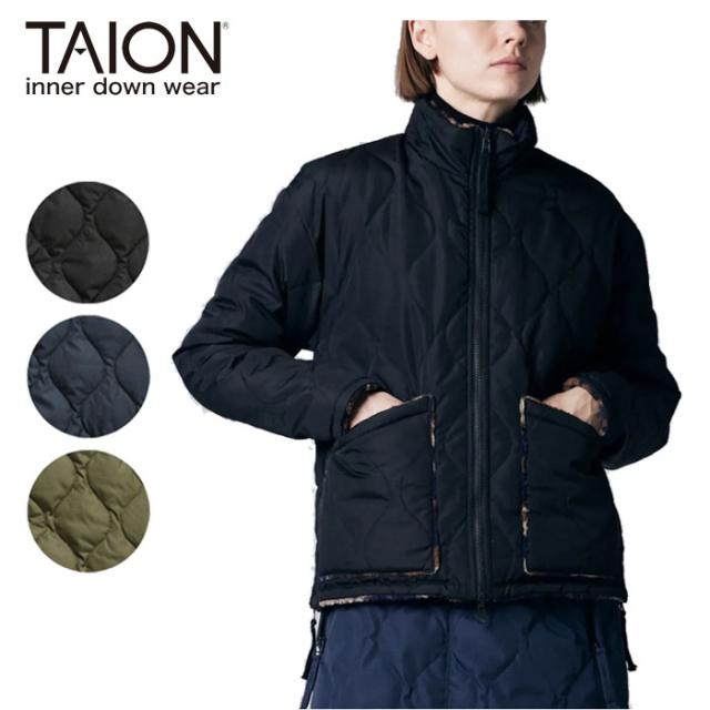 タイオン TAION ダウン ジャケット ミリタリー リバーシブル ハイネック ダウンジャケット メンズ レディース ユニセックス ボア 防寒 TAION-R102BML-1