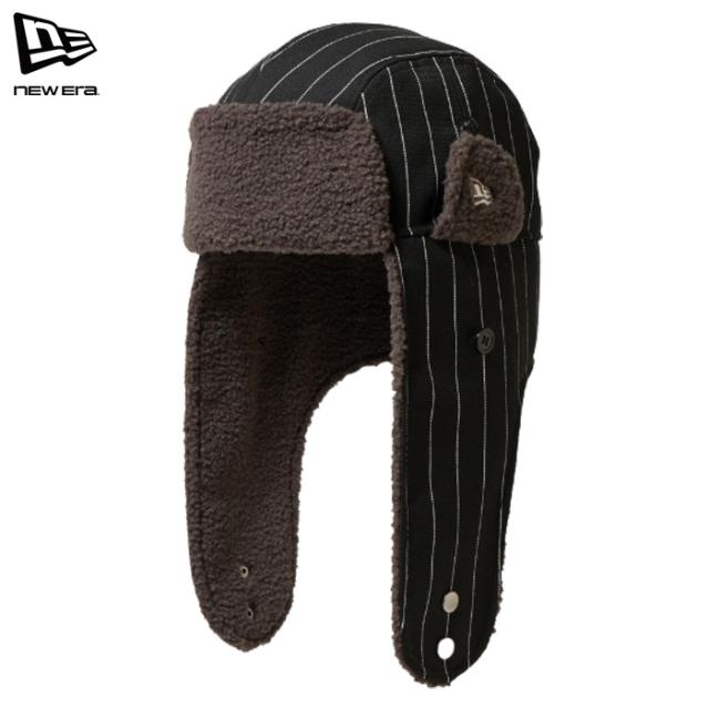 ニューエラ キャップ トラッパー フライトキャップ ストライプ メンズ レディース ブラック  NEW ERA TRAPPER BLK STRIPE BLK