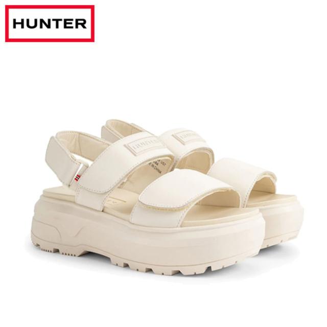 ハンター サンダル レディース スポーツサンダル ストラップ ミュール 2Way クリーム 厚底 Hunter U CITY REBEL LEATHER HEEL STRAP SANDAL UFD3110LEA-CCR