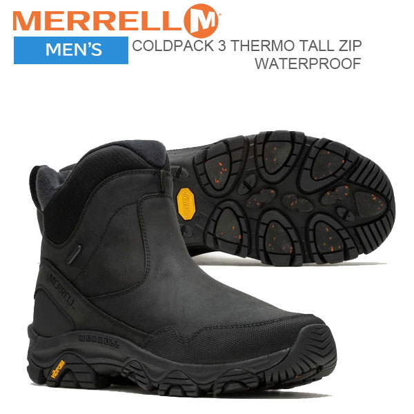 メレル コールドパック 3 サーモ トール ジップ ウォータープルーフ ブラック 防滑 防水 保温 MERRELL COLDPACK3 THERMO TALL ZIP WATERPROOF BLACK