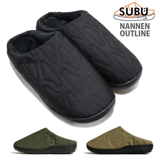 SUBU スブ サンダル メンズ レディース サンダル スリッポン スリッパ ルームシューズ 室内履き 温か中綿入り 防寒 難燃 低反発インソール NANNEN OUTLINE