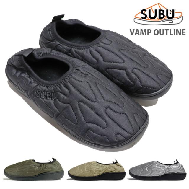 SUBU スブ サンダル メンズ レディース スリッポン スリッパ ルームシューズ 室内履き 温か中綿入り 低反発インソール 防寒 VAMP OUTLINE