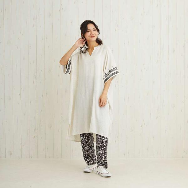 春夏 クロスステッチ エンブ オリエンタル 大人 サロン レーヨン コットン ワンピ  かわいい リゾート チュニックワンピ 春夏 クロスステッチ エンブ オリエンタル 大人