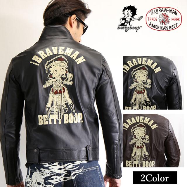 カウレザージャケット THE BRAVEMAN×BETTY BOOP ベティ・ブープ 本革 bbb-2150[21_aw]
