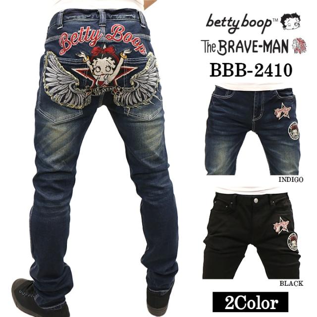 THE BRAVEMAN×BETTY BOOP ブレイブマン ベティ・ブープ コラボ スキニー デニムパンツ スリム ジーンズ ボトム bbb-2410