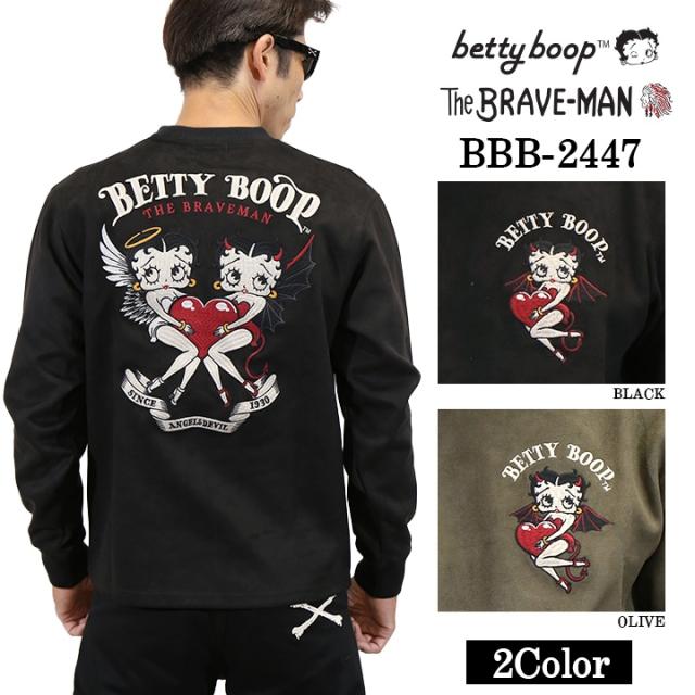 THE BRAVEMAN×BETTY BOOP ベティーブープ 起毛 プレーティング プルオーバー 長袖Tシャツ ロンTEE bbb-2447