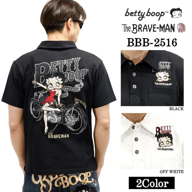 THE BRAVEMAN×BETTY BOOP ベティーブープ 天竺 半袖 ポロシャツ bbb-2516