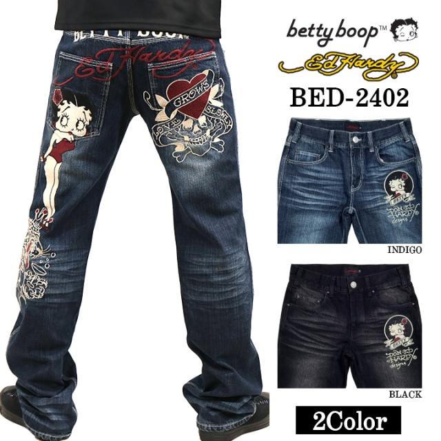 Ed Hardy×BETTY BOOP エドハーディー ベティ コラボ 刺繍 デニムパンツ ジーンズ ボトム bed-2402