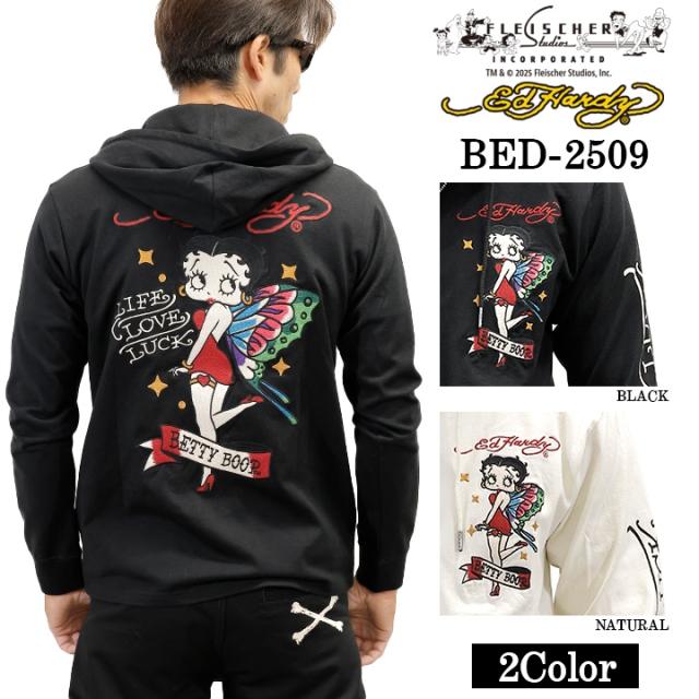 Ed Hardy BETTY BOOP F/Z PARKA HOODIE エドハーディー ベディ コラボ 天竺 パーカー bed-2509