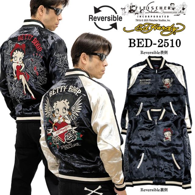 Ed Hardy×BETTY BOOP REVERSIBLE SOUVENIR JACKET SKA エドハーディー ベディ コラボ 刺繍 リバーシブル スカジャン bed-2510