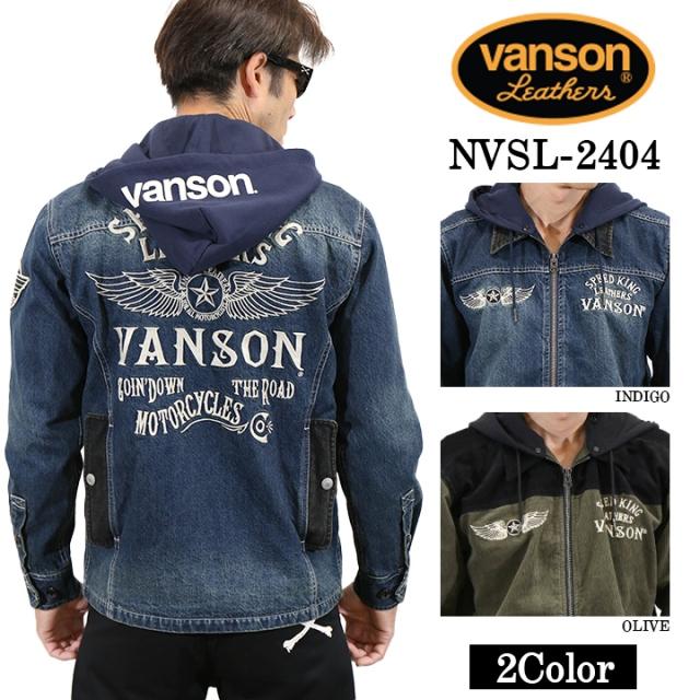VANSON バンソン ZIP ジャケット 脱着フード 長袖シャツ メンズ nvsl-2404