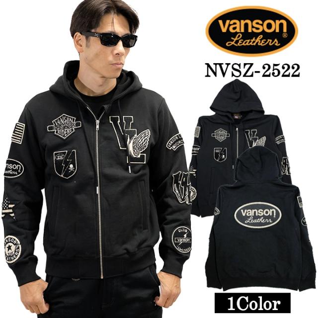 VANSON SWEATSHIRT F/Z PARKA HOODIE SKULL バンソン 裏毛 スウェット パーカー スカル nvsz-2522