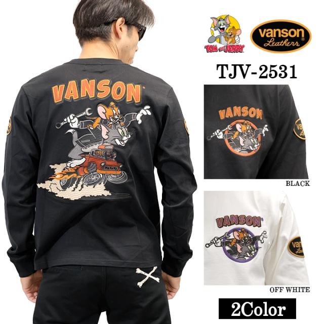 VANSON TOM&JERRY TEE L/S T-SHIRT バンソン トムとジェリー コラボ 天竺 ロンTEE 長袖Tシャツ tjv-2531