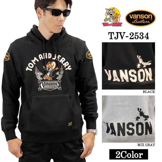 VANSON×TOM&JERRY SWEATSHIRT PULL PARKA HOODIE バンソン トムとジェリー コラボ 裏毛 プルパーカー tjv-2534