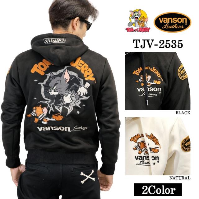 VANSON×TOM&JERRY BONDING F/Z PARKA HOODIE バンソン トムとジェリー コラボ 裏ファー 起毛 ボンディング パーカー tjv-2535