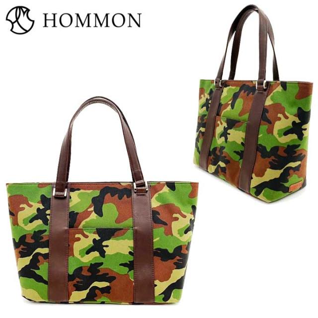 ホンモン コーデュラ/カーフ トートバッグ 迷彩 メンズ レディース 革 日本製 HMK-81550S/F HOMMON HAKATA