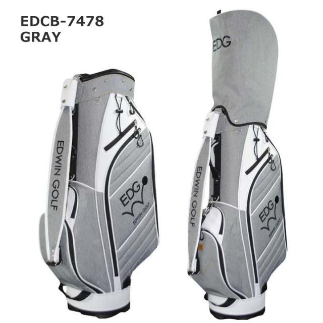 EDWIN GOLF 9.5型キャディバッグ EDCB-3478 キャディバッグ (グレー) 5分割 47インチ対応   Cart Bag  ゴルフバッグ  カート式 エドウィン レザックス  LEZAX