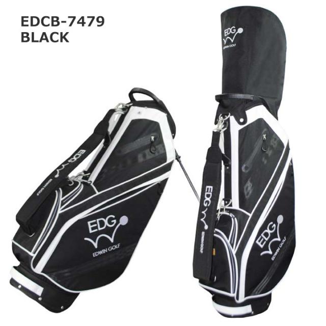 EDWIN GOLF 9.5型スタンドバッグ EDCB-3479 キャディバッグ (ブラック) 6分割 47インチ対応   Cart Bag  ゴルフバッグ  スタンド式 エドウィン レザックス  LEZAX