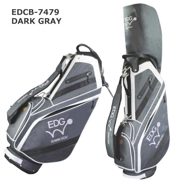 EDWIN GOLF 9.5型スタンドバッグ EDCB-3479 キャディバッグ (ダークグレー)  6分割 47インチ対応   Cart Bag  ゴルフバッグ  スタンド式 エドウィン レザックス  LEZAX