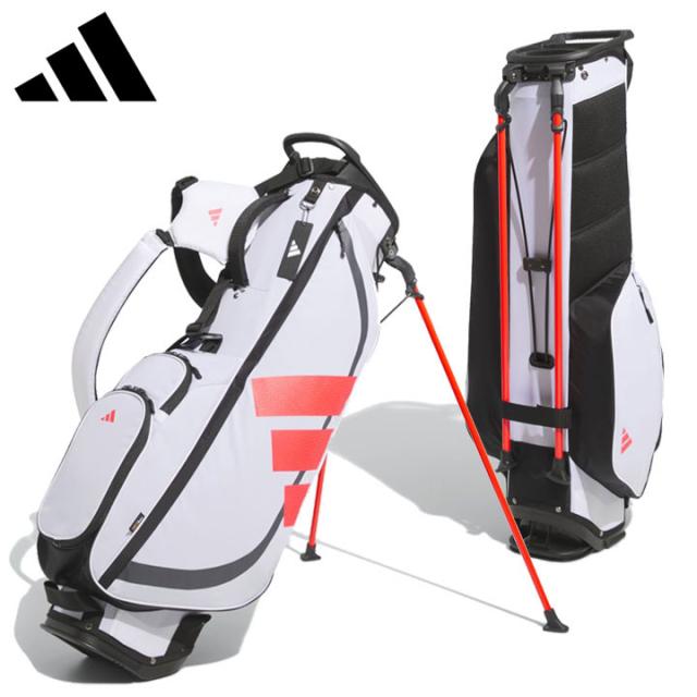 【2025モデル】アディダス KVH36 軽量 アディゼロ スタンド キャディバッグ  ホワイト／ルシッドレッド(JE7154) adidas 10p