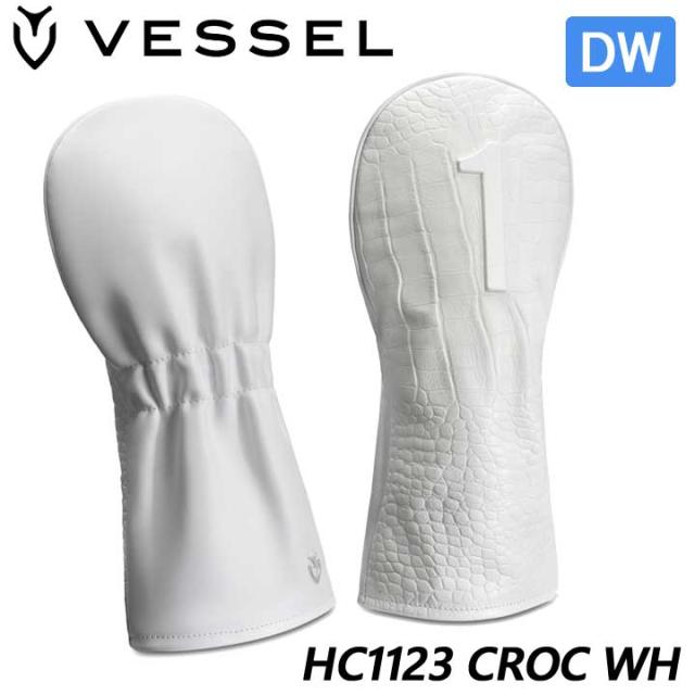 ベゼル HC1123 レザー LUX ヘッドカバー ナンバー ドライバー用 （クロコ ホワイト）天然皮革 クロコダイル型押し VESSEL CROCO  Leather LUX head cover Number EMBOSSED