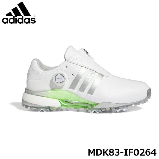 アディダス ウィメンズ ツアー360 24 ボア IF0264 フットウェアホワイト/シルバーメタリック/グリーンスパーク MDK83  ゴルフシューズ レディース adidas GOLF 10p