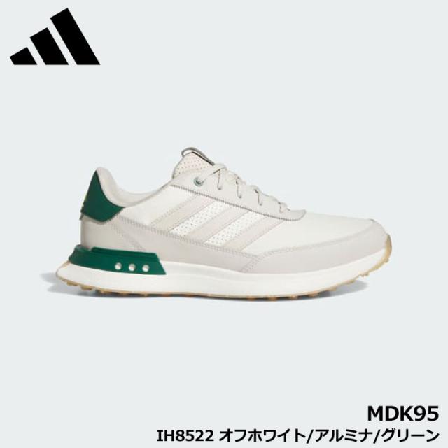 【2025モデル】アディダス MDK95 S2G SL レザー 24 IH8522 オフホワイト/アルミナ/グリーン スパイクレス ゴルフシューズ adidas GOLF 10p