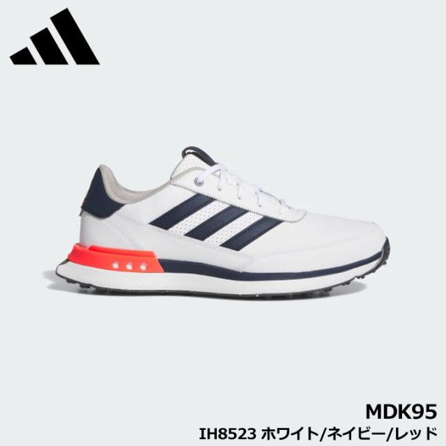 【2025モデル】アディダス MDK95 S2G SL レザー 24 IH8523 ホワイト/ネイビー/レッド スパイクレス ゴルフシューズ adidas GOLF 10p