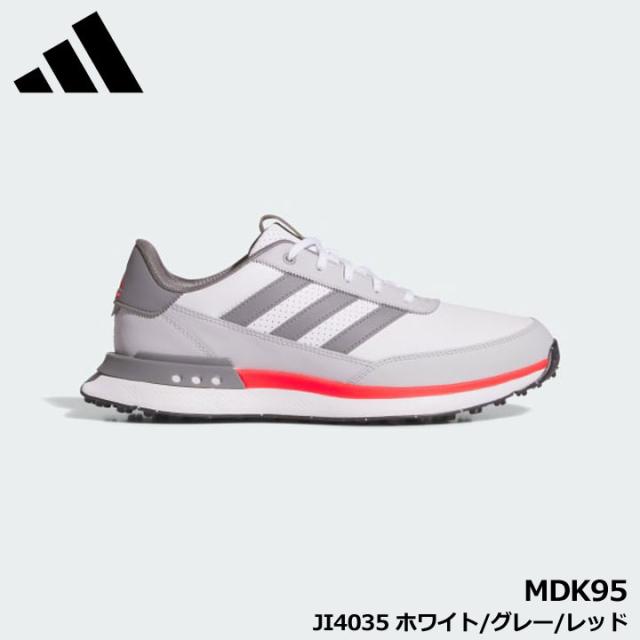 【2025モデル】アディダス MDK95 S2G SL レザー 24 JI4035 ホワイト/グレー/レッド スパイクレス ゴルフシューズ adidas GOLF 10p