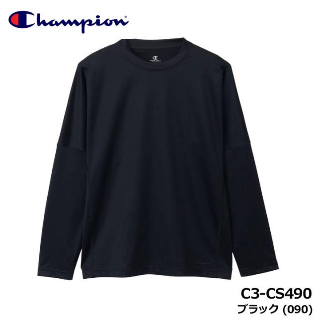チャンピオン C3-CS490 リカバリーウェア ロングスリーブTシャツ ブラック(090)  長袖 RECOVERY WEAR BLACK 25FW Champion 10p