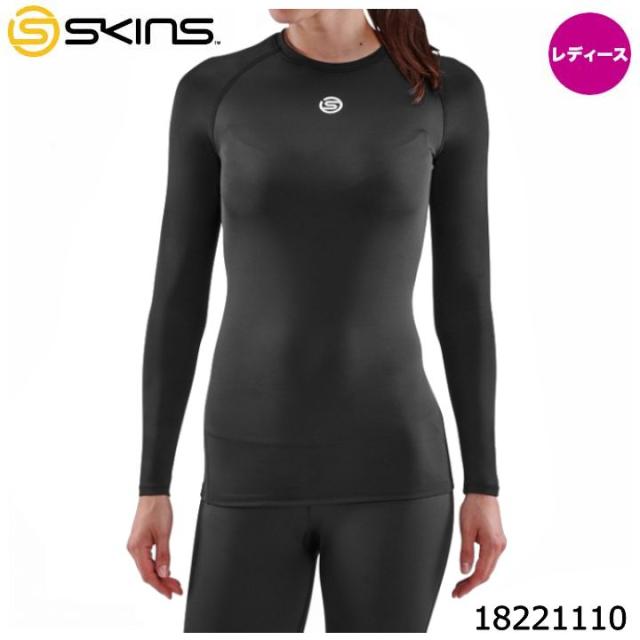 スキンズ 18221110 SERIES-1 ウィメンズ トップスロングスリーブ ブラック トップス ストレッチ スポーツインナー