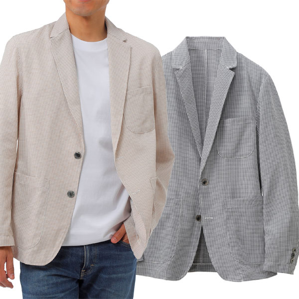 UNITED 富江工房 マイクロチェックライトジャケット ドライタッチな肌触り 綿混のドビー素材 春夏秋 40代 50代 60代 3U4-15035-HA