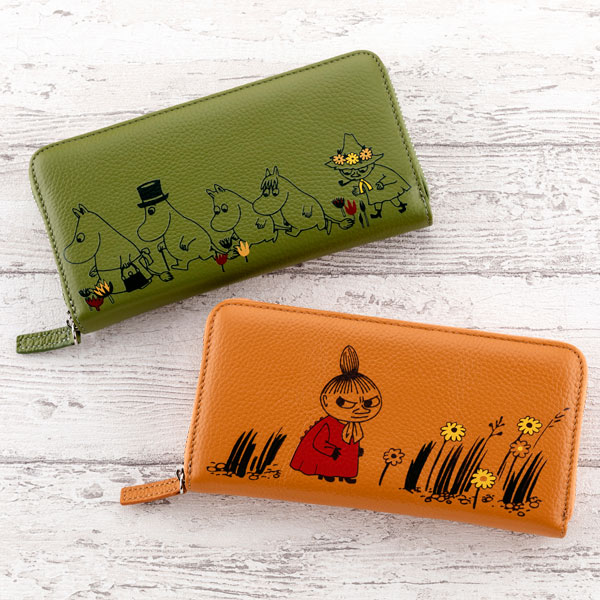 ムーミン 牛革財布 MOOMIN ラウンドファスナー財布 長財布 たっぷり収納 トーベ・ヤムソン リトルミイ